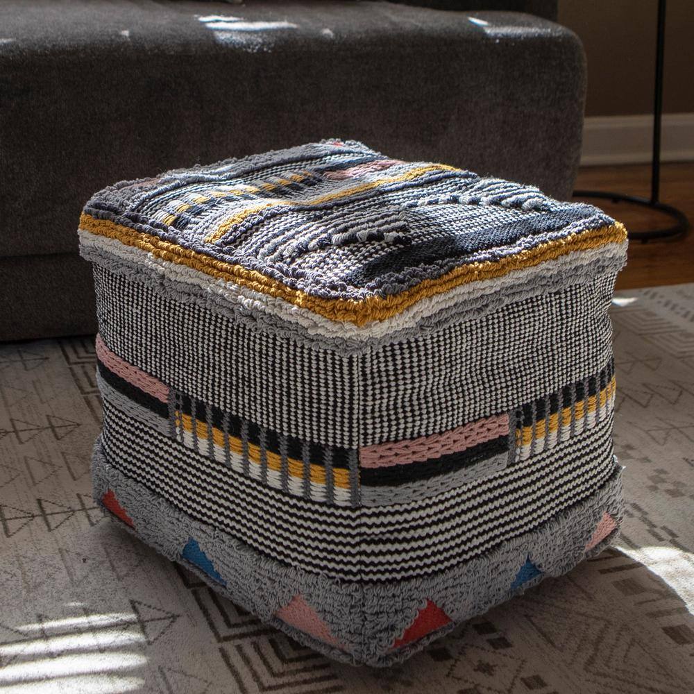 Mandy Multi Colored Square Pouf FR8747 - The Home Depot