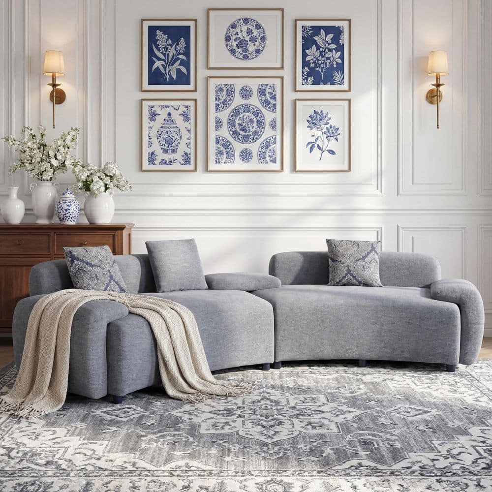 CHRISTOPHER KNIGHT HOME Venezia 72 in. W Curved Square Arm Fabric ...
