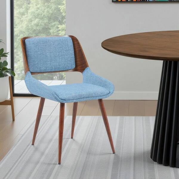 Armen Living Panda Light Blue/Walnut Upholstered Dining Chair ...