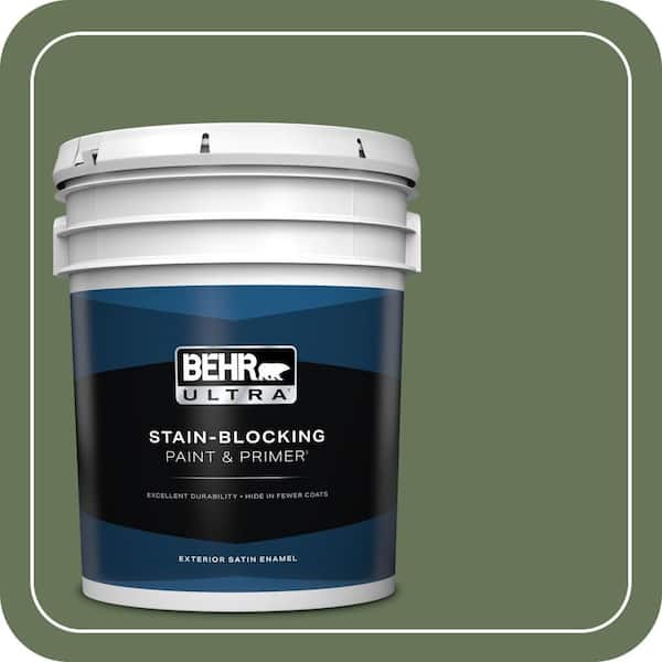 BEHR ULTRA 5 gal. #PPU10-01 Scallion Satin Enamel Exterior Paint ...