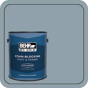 BEHR ULTRA 1 qt. #N480-4A Dusty Denim Flat Exterior Paint and Primer ...