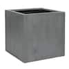 PotteryPots Block Large 20 in. Tall Grey Fiberstone Indoor Outdoor ...