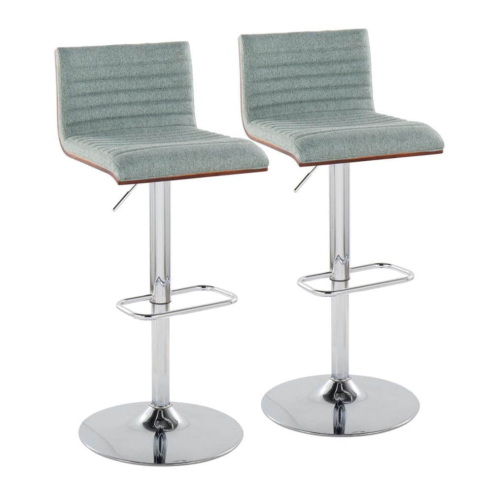 Lumisource Mason 43 in. Adjustable Height Green Fabric & Chrome Metal ...