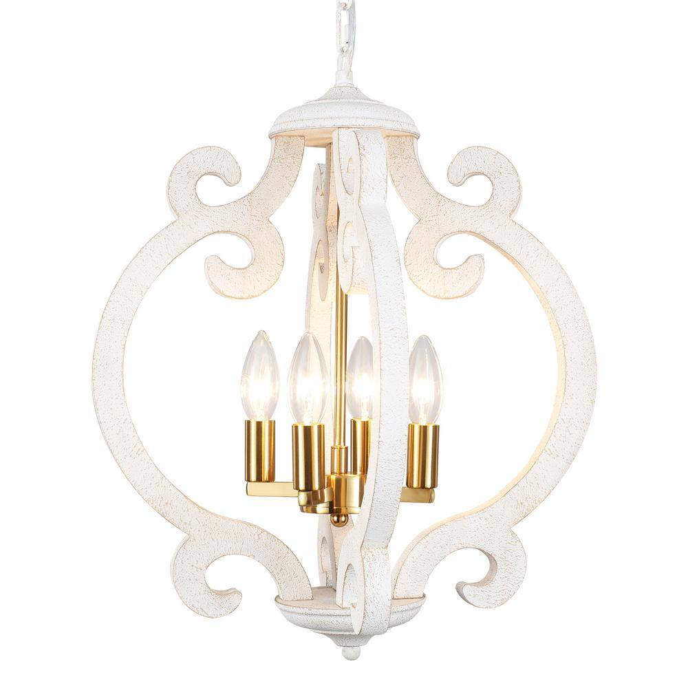 LWYTJO Fasiha 4-Light Gold Farmhouse Chandeliers Global Lantern ...