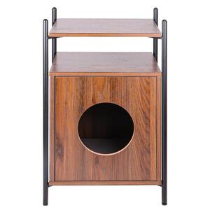 Metal and Wood Pet Side Table Hidden Cat Room with Storage Shelf for ...