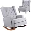 Light Gray Upholstered Mid Century Modern Rocker Oversized Wingback ...