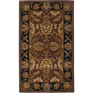 SAFAVIEH Classic Rust/Black 4 ft. x 4 ft. Round Border Area Rug CL239C ...