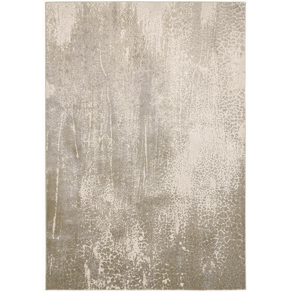 HomeRoots 7 x 10 Gray and Ivory Abstract Area Rug 2000512987 - The Home ...