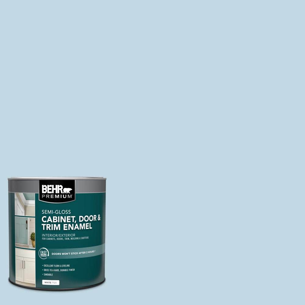 BEHR PREMIUM 1 qt. #S500-1 Distant Shore Semi-Gloss Enamel Interior ...