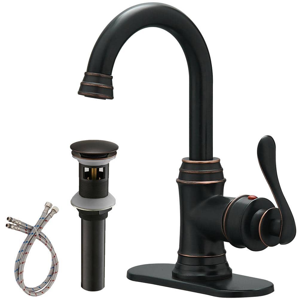 BWE Single Hole Single-Handle Bathroom Faucet Swivel Spout with Pop Up ...
