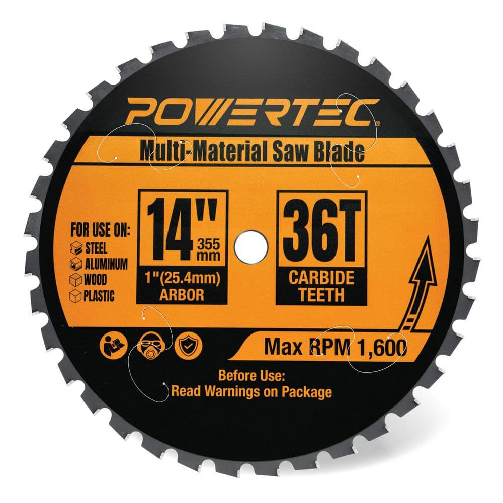 ‎POWERTEC 14 in. x 36-Tooth Cold Saw Blade, 1 in. Arbor, Multi-Material ...