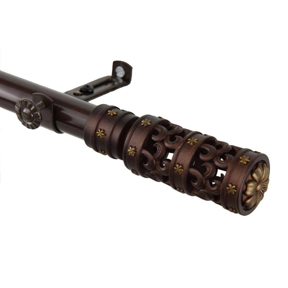 Rod Desyne 48 in. - 84 in. Telescoping Single Curtain Rod Kit in Cocoa ...