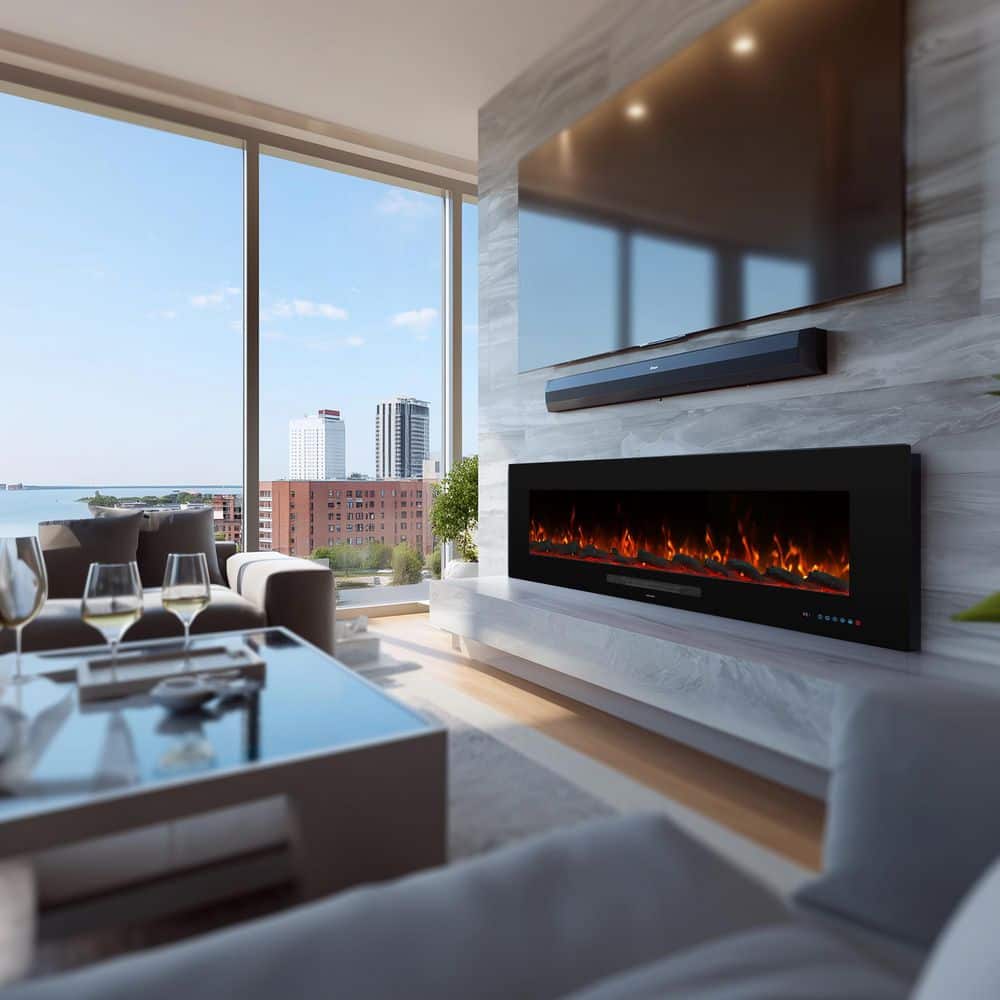 Delandgrand 60 in.Electric Fireplace Inserts Recessed/Wall Mounted ...