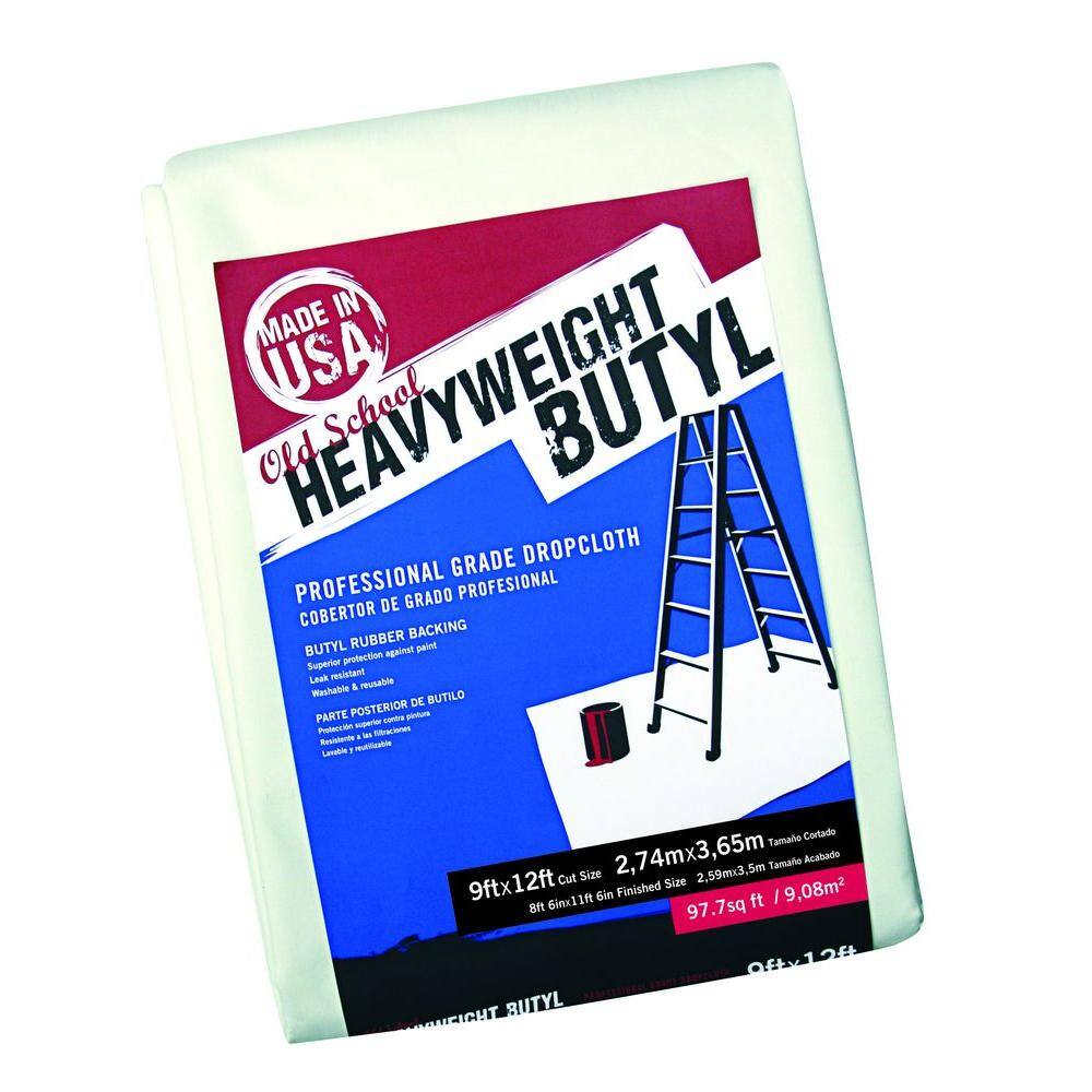 TRIMACO 9 ft. x 12 ft. Old School Heavyweight Butyl Drop Cloth-80421 ...