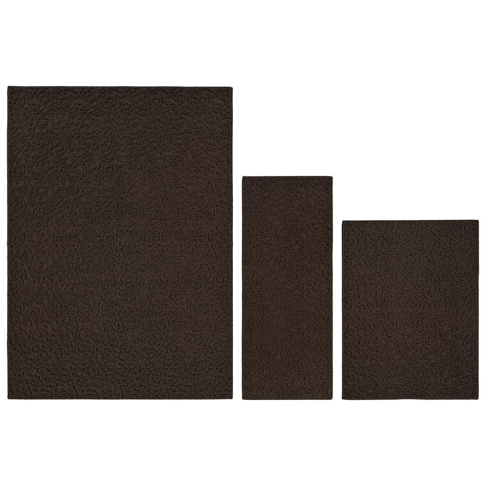 Garland Rug Ivy Mocha 5 ft. x 7 ft. Floral 3-Piece Rug Set CL010N3P0304 ...