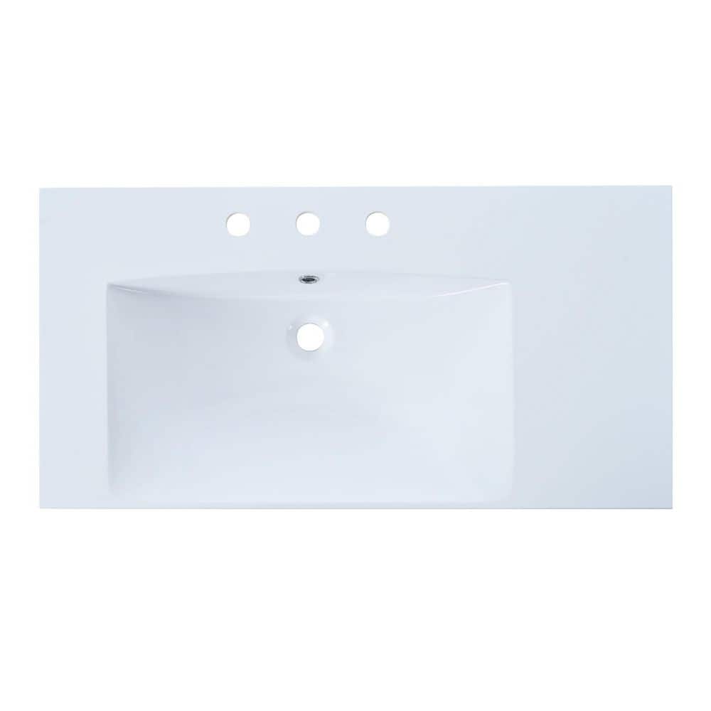 36 in. Single Undermount Rectangular Left Offset Bathroom Sink with 3 ...
