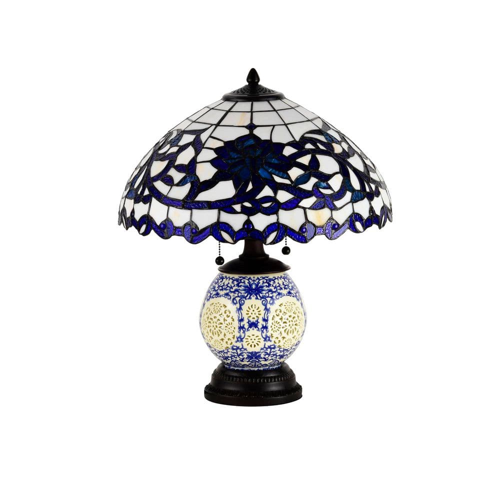 Warehouse of Tiffany Akiko 25 in. 3-Light Indoor Blue and White Finish ...