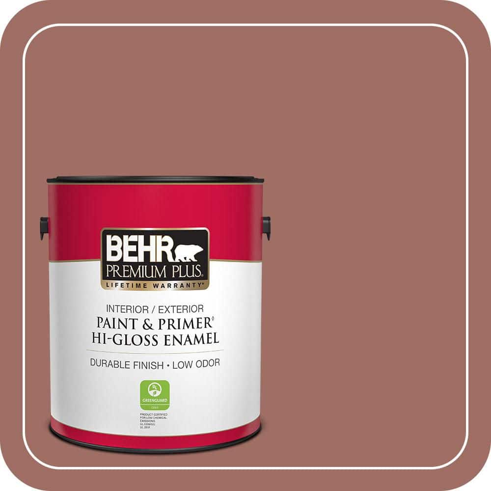 BEHR PREMIUM PLUS 1 gal. #190F-5 Brandy Hi-Gloss Enamel Interior ...