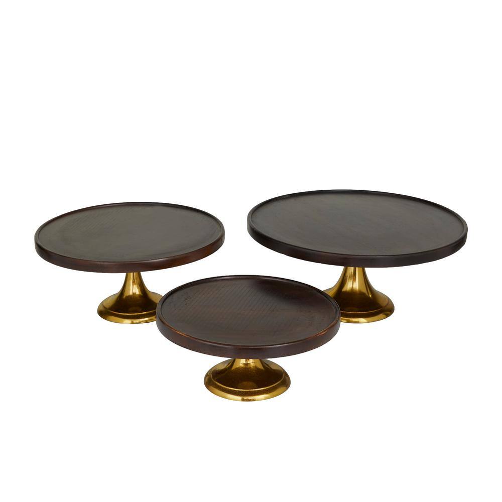 Litton Lane 3-Tier Dark Brown Wood Modern Cake Stand (Set of 3) 041571 ...