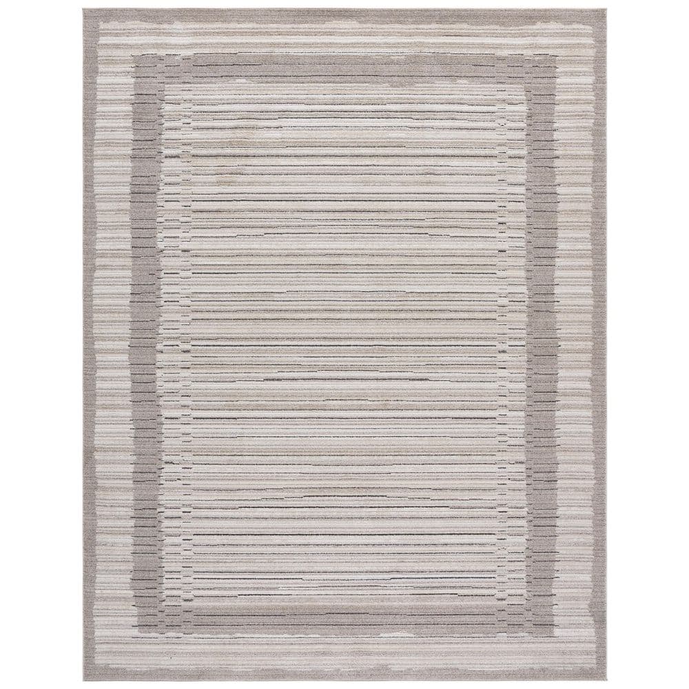 SAFAVIEH Jade 8 ft. x 10 ft. Ivory/Beige Black Border Striped Area Rug ...