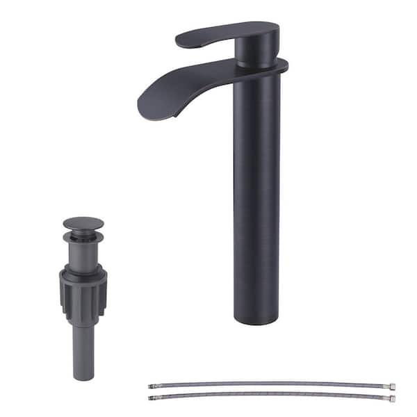 ALEASHA Waterfall Single Handle Single-Hole Bathroom Vessel Faucet in ...