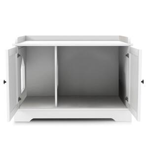 ANGELES HOME 29 1/2 in. W x 20 in. White MDF Cat Litter Box Enclosure ...