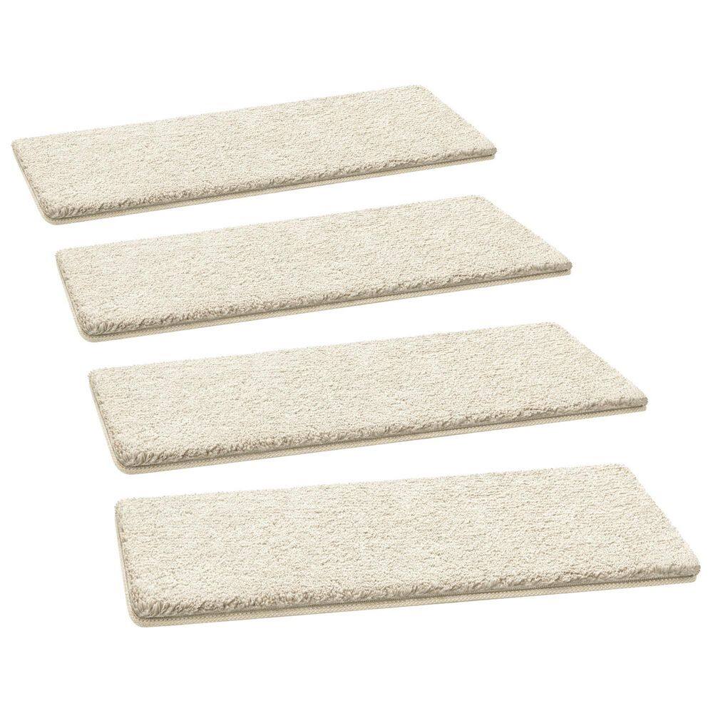 PURE ERA Plush Beige 8 in. x 30 in. x 1 in. Carpet Stair Tread Cover ...