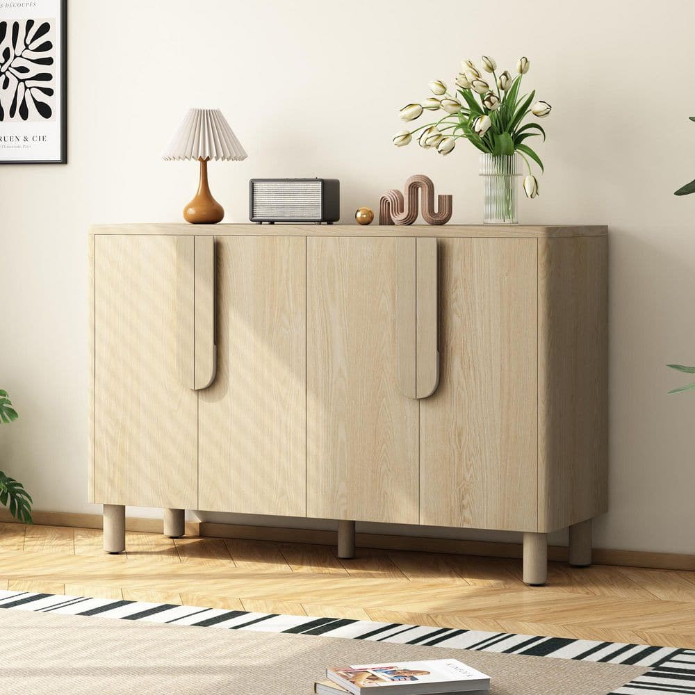 Harper & Bright Designs Natural Wood 47.8 in. Sideboard with Fraxinus ...
