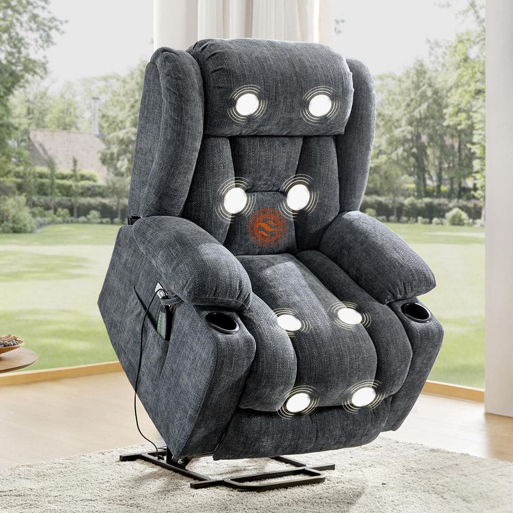 JAYDEN CREATION Sam Navy Oversized Power Lift Assist Recliner with ...