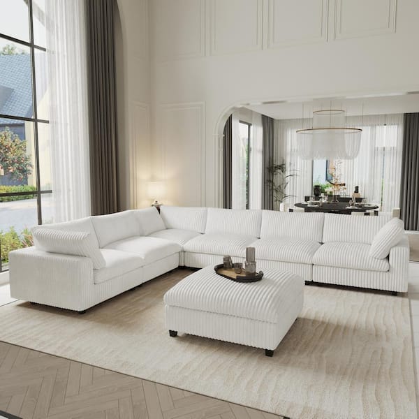 Magic Home Modern 197 in. Square Arm Velvet 7-Piece Modular Cloud ...