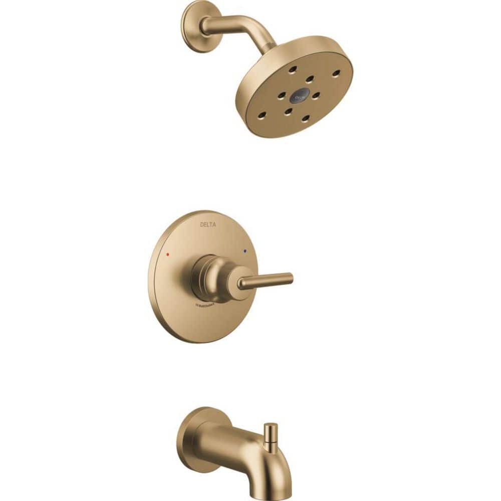 Delta Trinsic Gold 1-Handle Wall Mount Tub and Shower Faucet Trim Kit ...