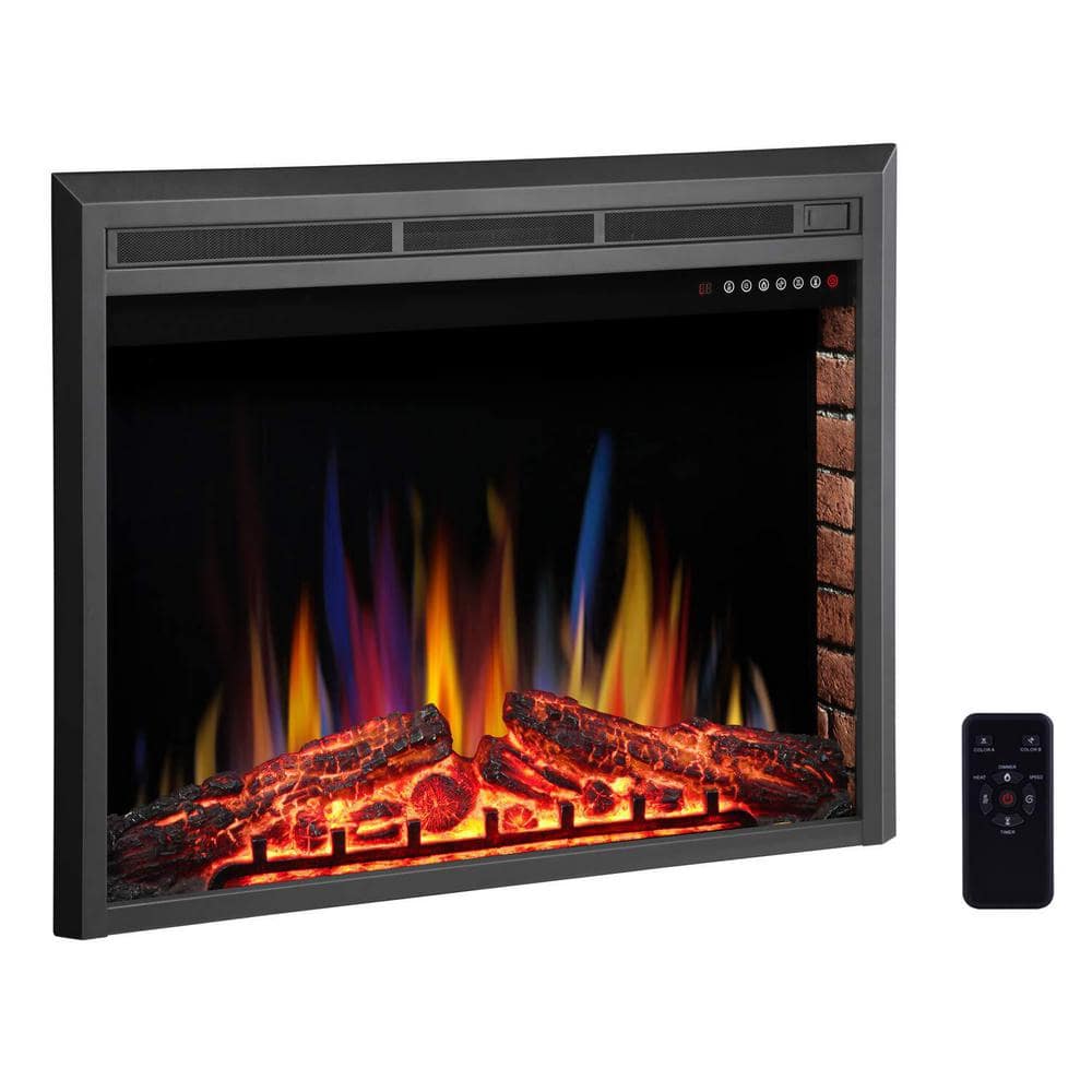 39 in. 400 sq.ft. Electric Fireplace Insert in Black with Remote ...