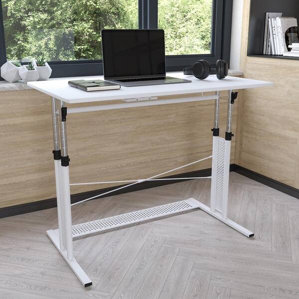 Carnegy Avenue Fairway 39.25 in. Rectangle White Steel Desk with Height ...