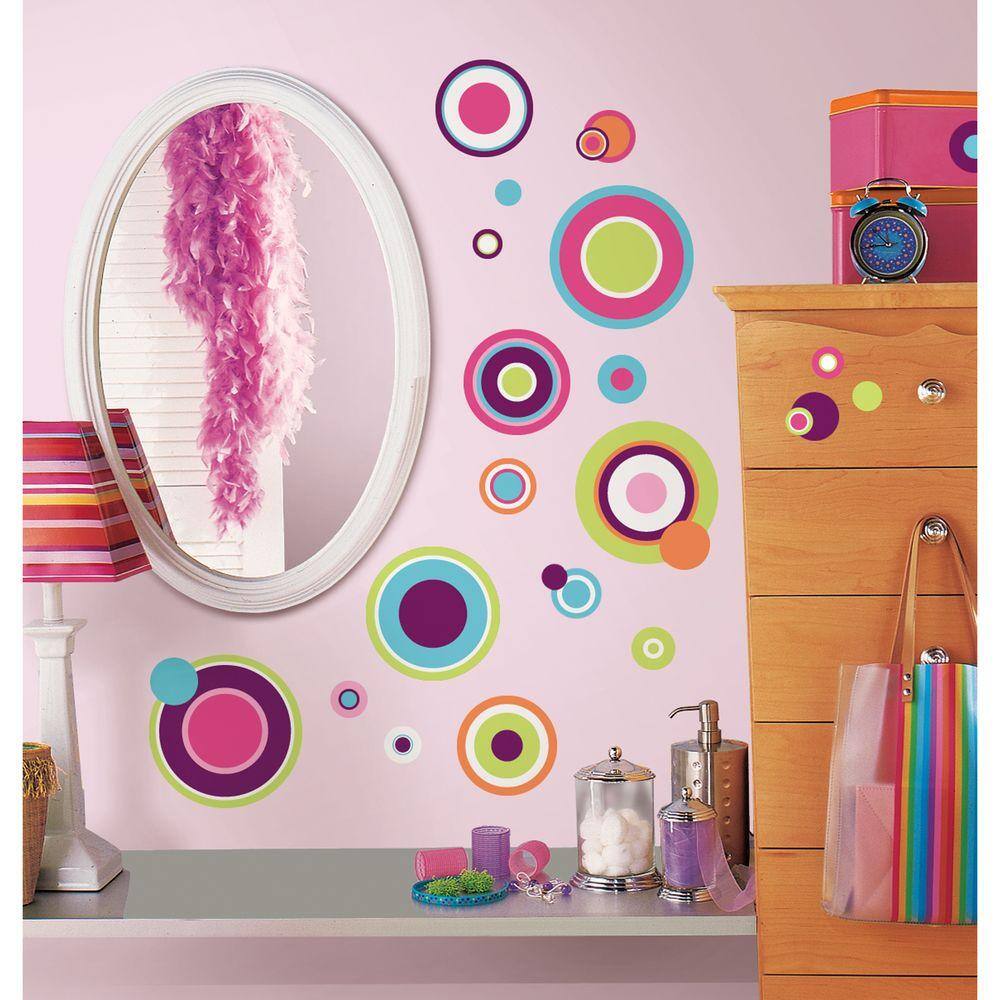 RoomMates 10 in. x 18 in. Crazy Dots 31-Piece Peel and Stick Wall ...