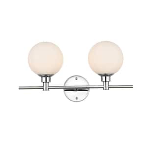 Simply Living 26 in. 3-Light Modern Chrome Vanity Light with White drum ...