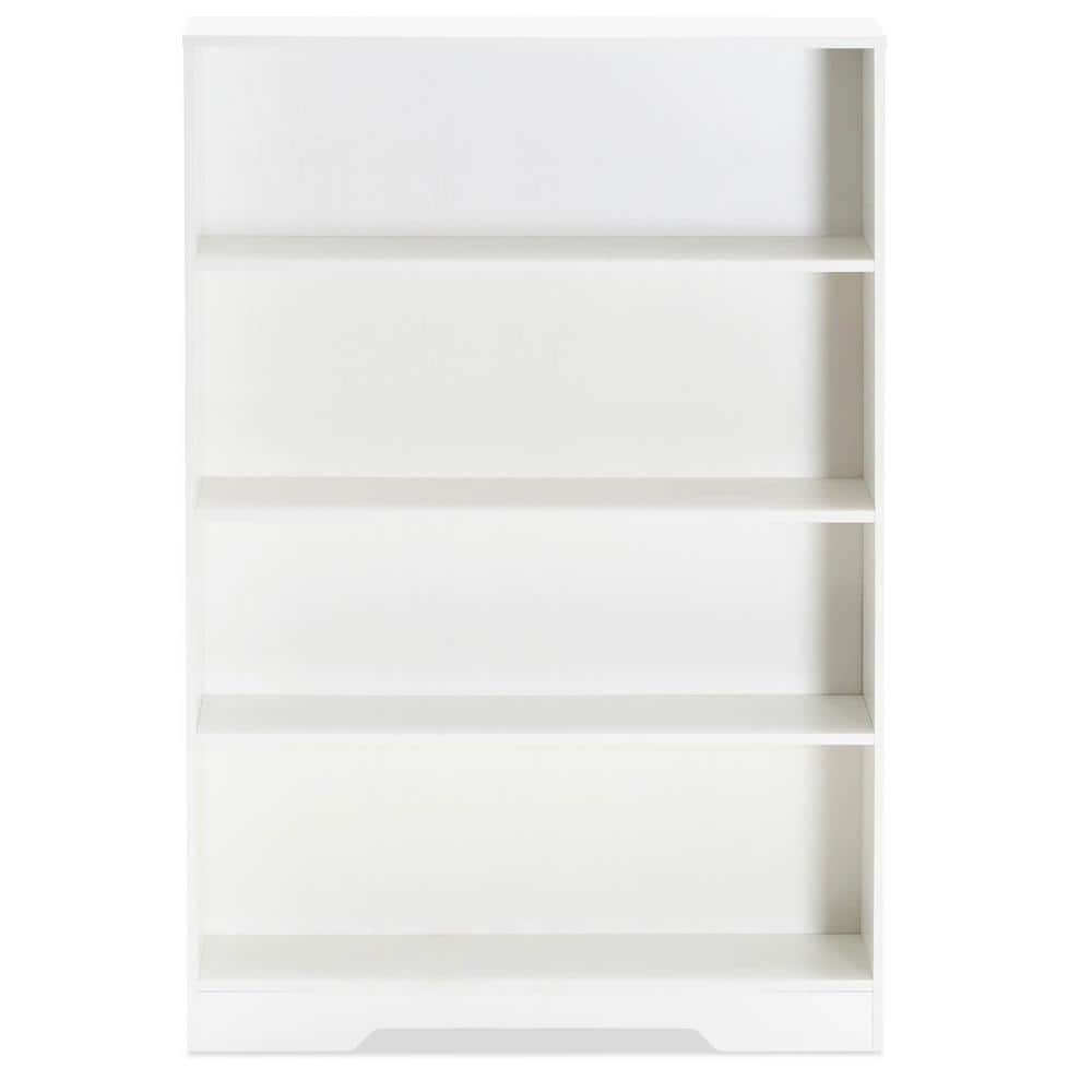 LACOO 53 in. White Wood 4-Shelf Bookcase with Adjustable Shelves T ...