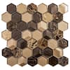 ANDOVA Xen Spirit Tan/Brown/Gold 5 in. x 6.5 in. Hexagon Smooth Glass ...