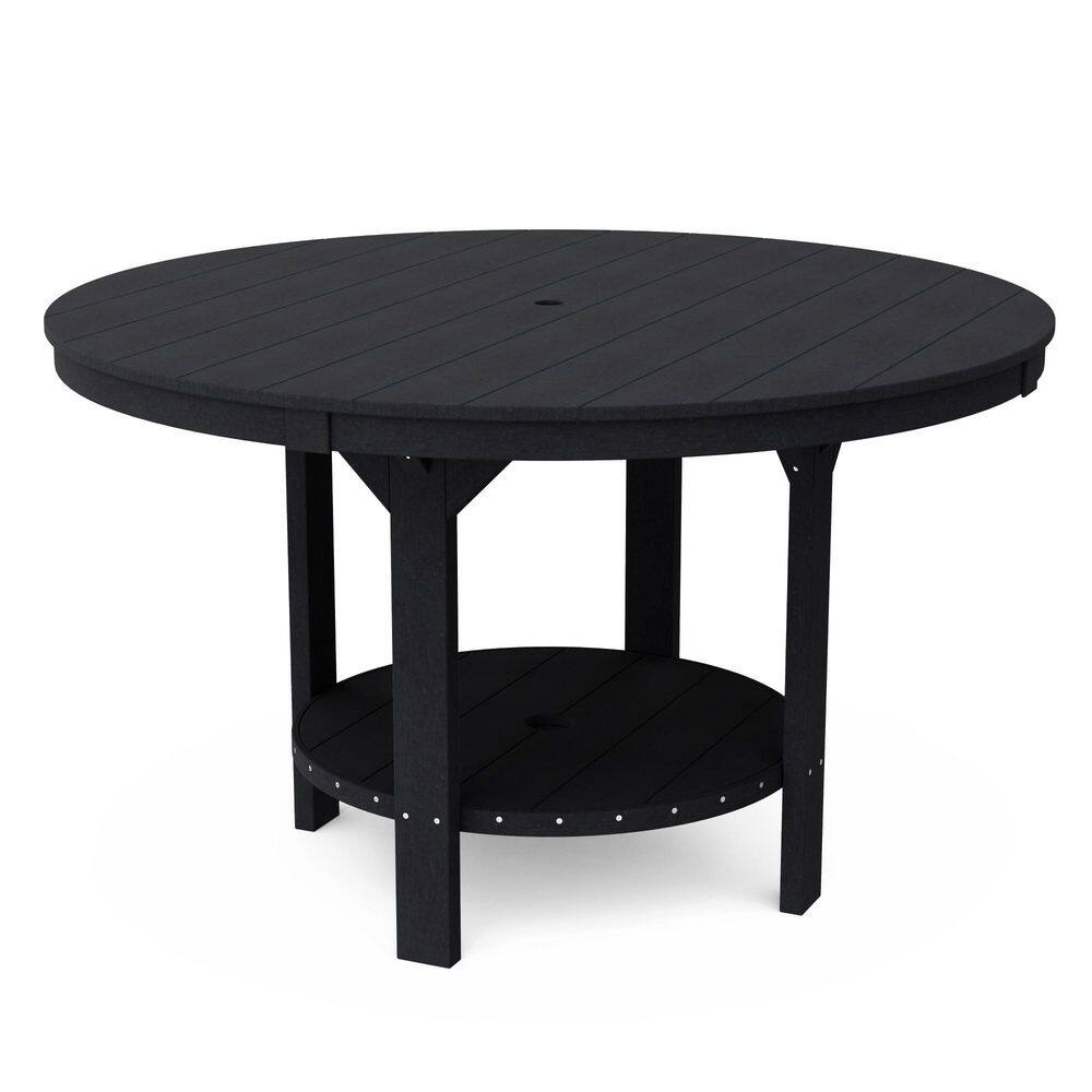 Wildridge Heritage Black HDPE Plastic Outdoor 60 in. Pub Counter Height ...