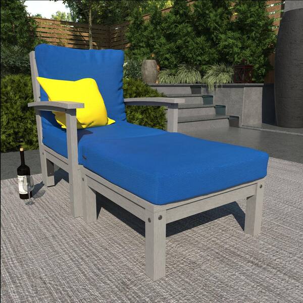 Highwood Bespoke Deep Seating Chaise Lounge Cobalt Blue Coastal Teak