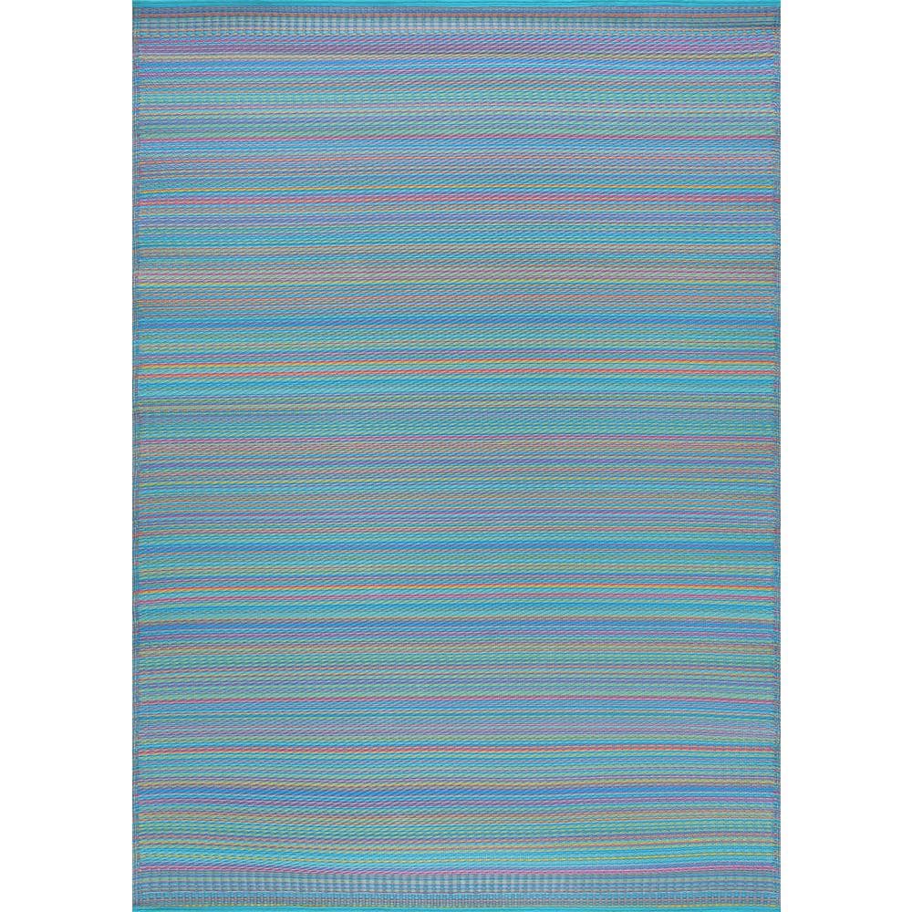 Tayse Rugs Sunset Stripe Multi-Color 5 ft. x 7 ft. Indoor/Outdoor Area ...