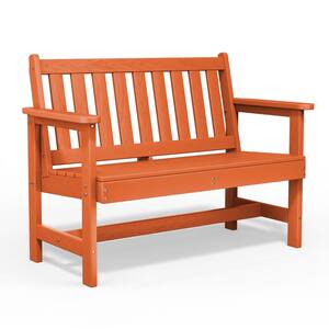 Jearey Garden Bench All-Weather HDPE 2-Person Plastic Outdoor Bench in ...