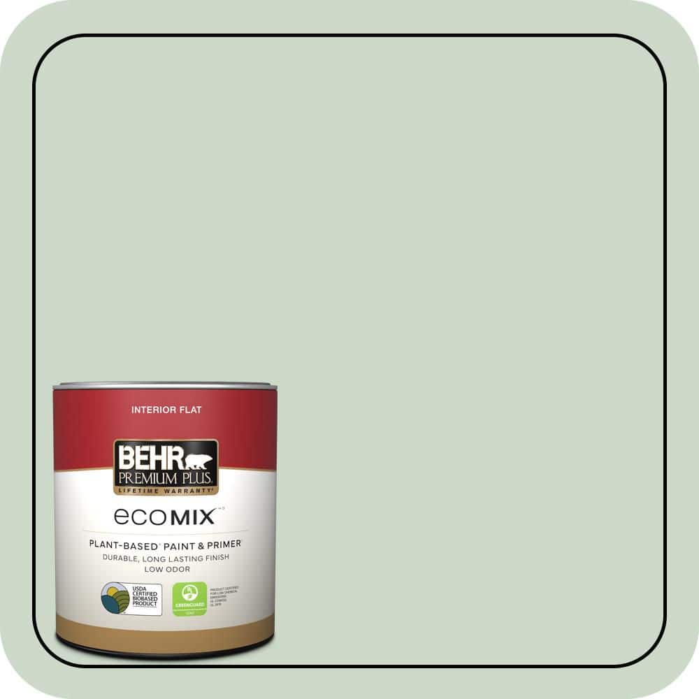 BEHR PREMIUM PLUS 1 qt. #450E-2 April Mist Flat EcoMix Plant-Based ...
