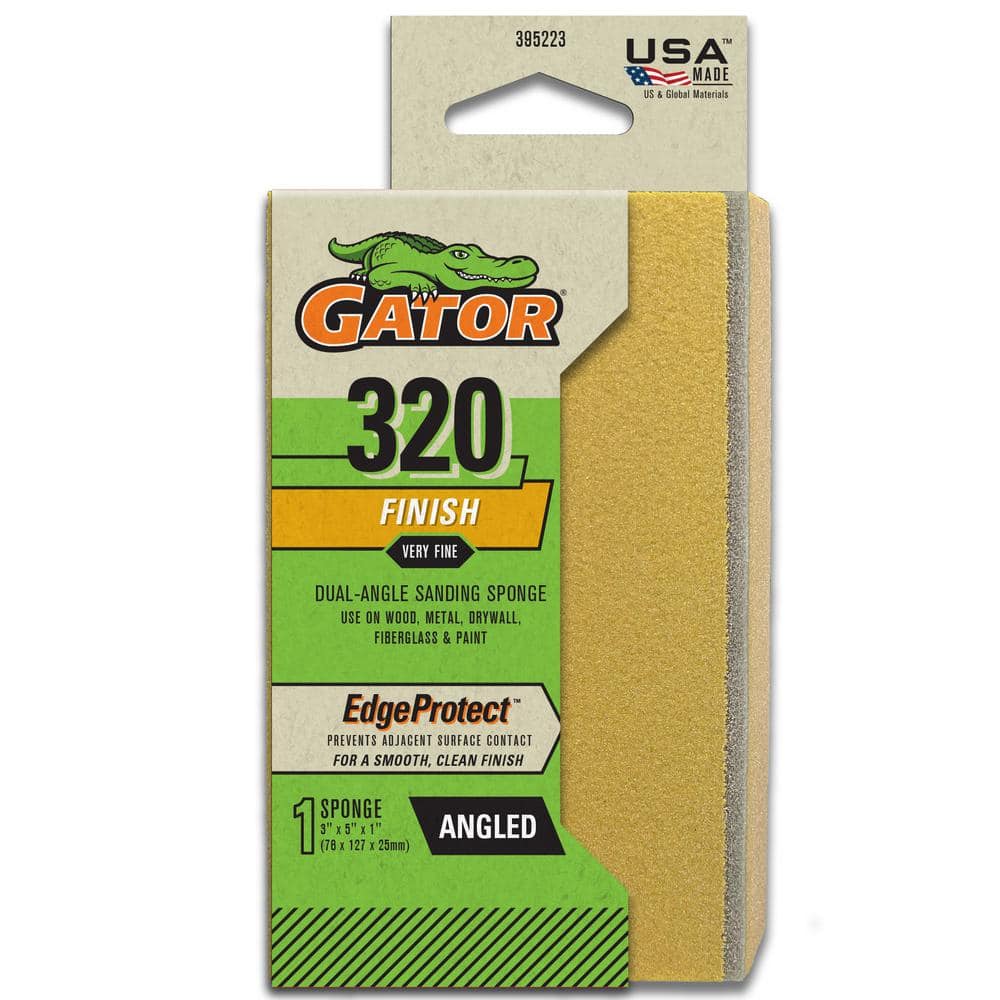 Gator Edge Protect 3 in. x 5 in. x 1 in. 320-Grit Sheet Angled Medium ...