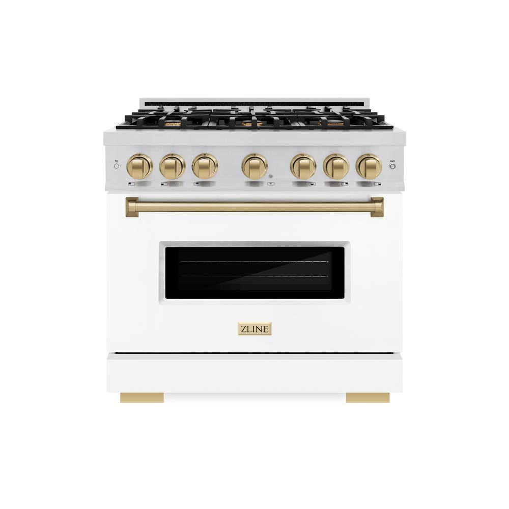 ZLINE Kitchen and Bath Classic 36 in. 6-Burner Dual Fuel Range with ...