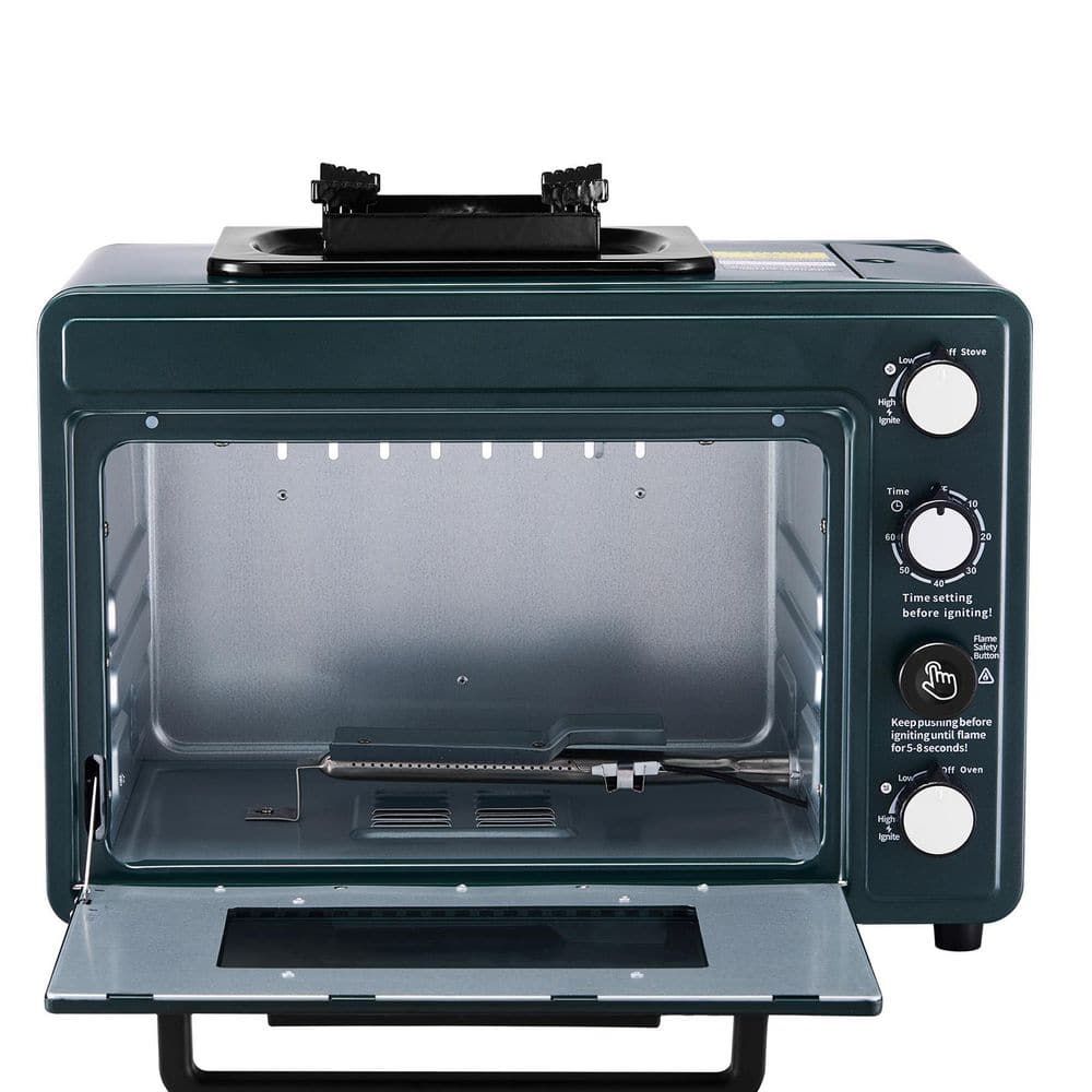 SKYSHALO Outdoor Oven, 2-in-1 Portable Gas Camping Stove Toaster Oven ...