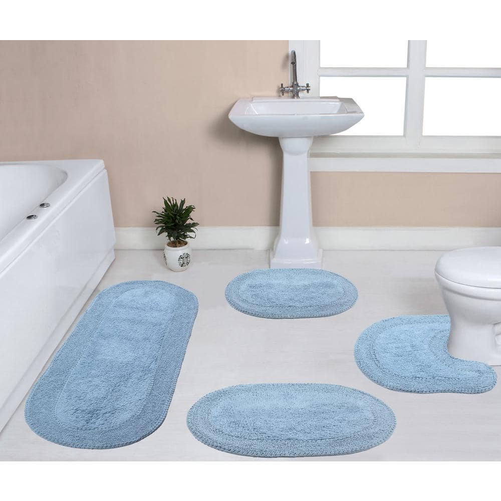 HOME WEAVERS INC Double Ruffle Collection 100% Cotton Bath Rugs Set, 4 ...