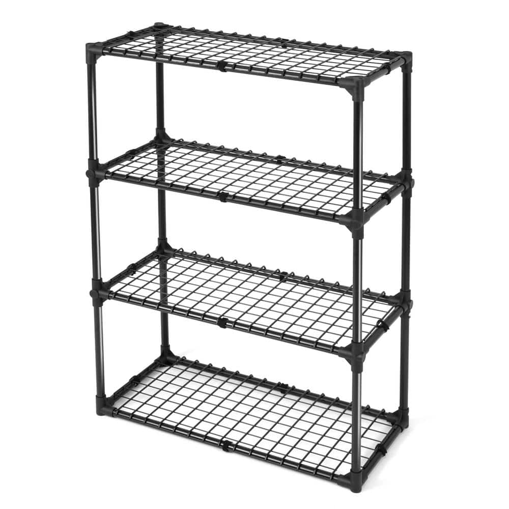 Tileon 4-Shelf Wire Rack in Black (1-Pack) WYHDRA681 - The Home Depot