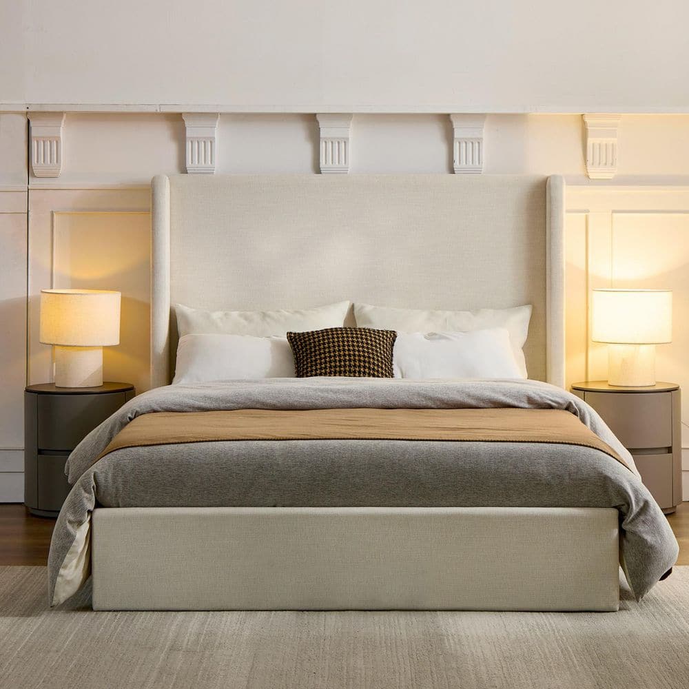 Noble House Frasier White Metal Frame King Size Platform Bed with ...