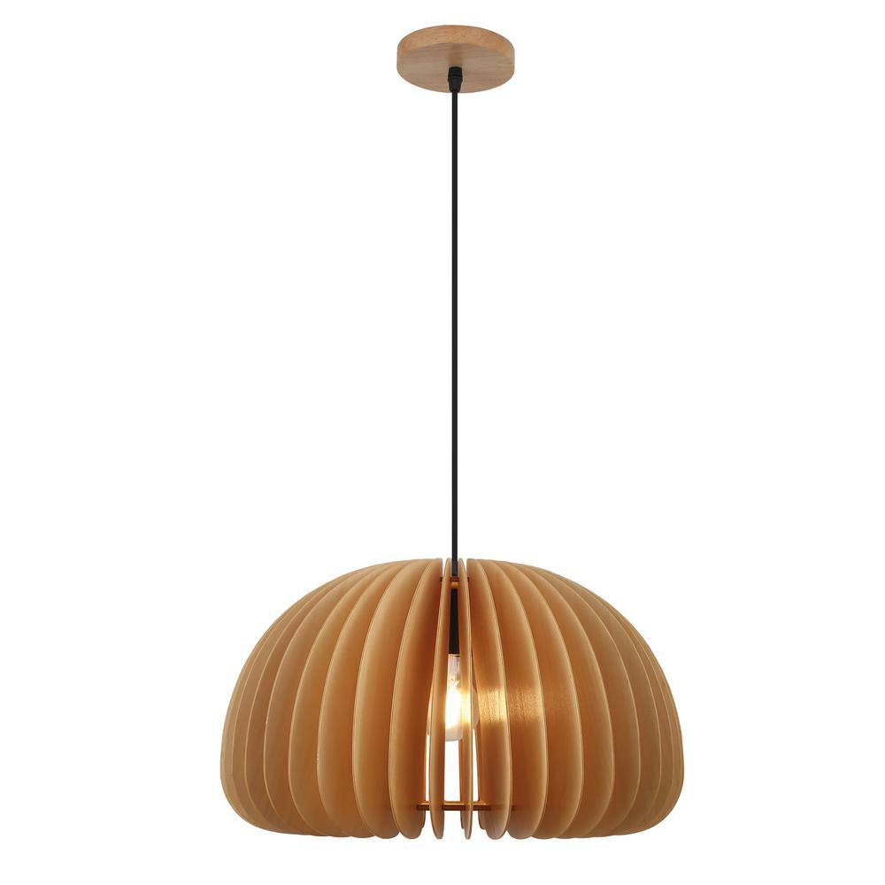 ZJVAIVE 1-Light Natural Geometric Pendant Light Chandelier with Wooden ...