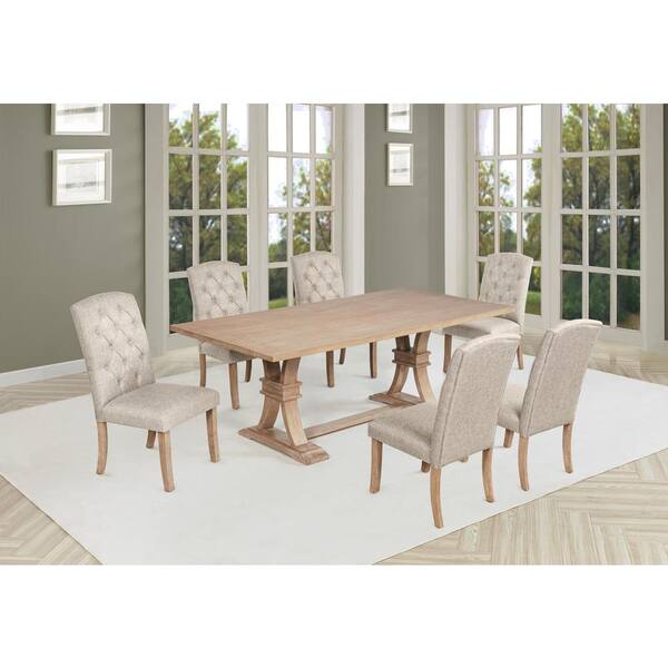 Best Quality Furniture Katt 7-Piece Rectangle Rustic Light Oak Finish ...